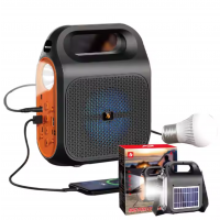 Boxa portabila cu panou solar, lanterna, bec si USB pentru incarcare ...